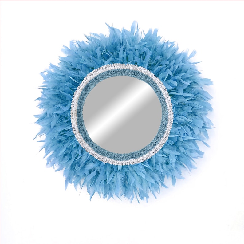 Wall Decor Round Mirror Round Mirror Feathers Wall Decor - Etsy