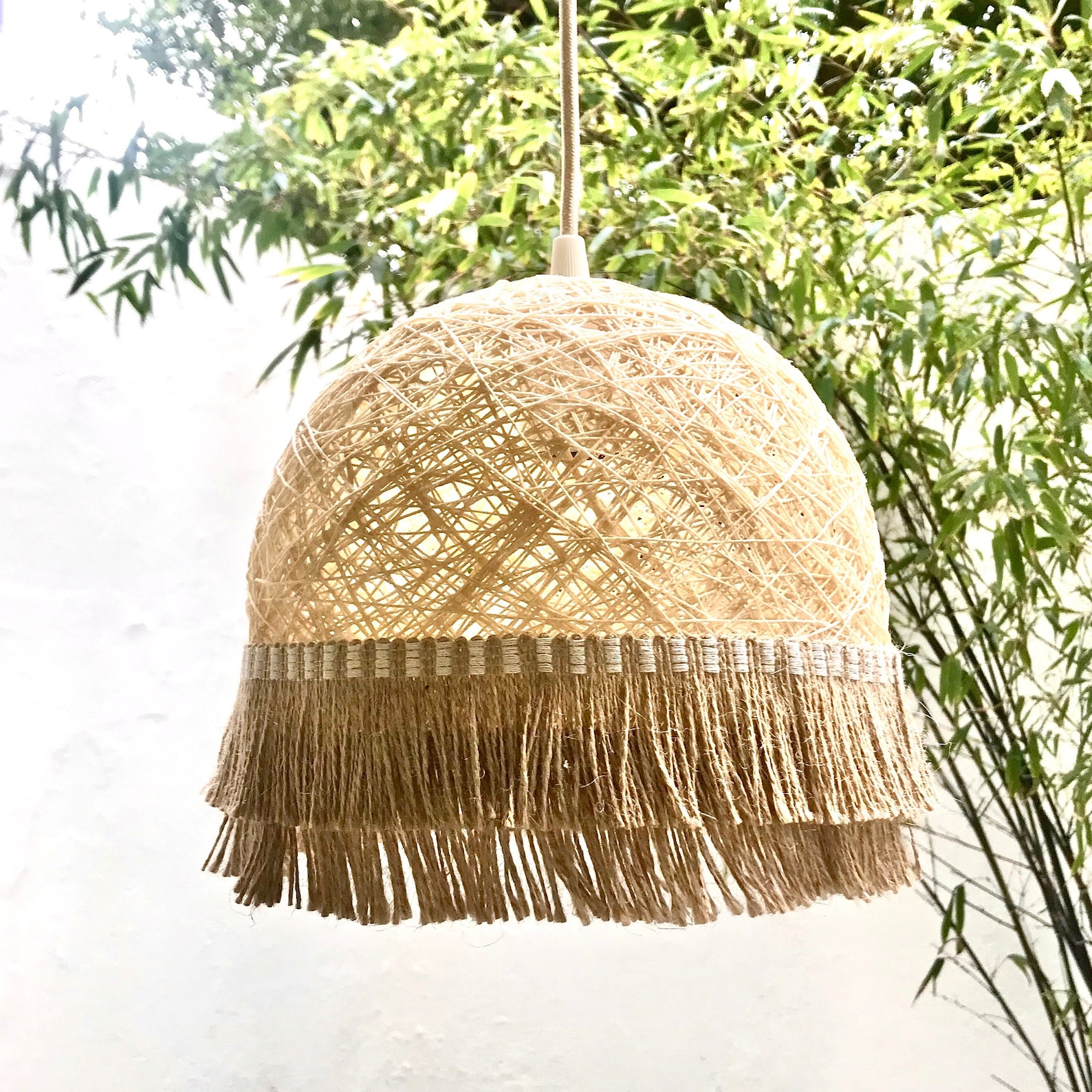 Jute Pendant Light, Lighting Boho Style, Pendant Light Plug In, Jute ...