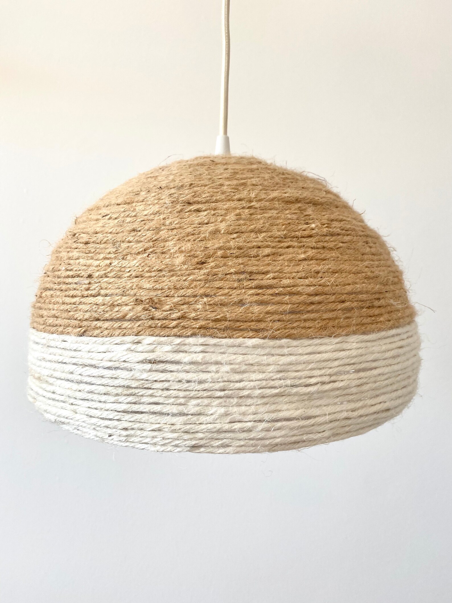 Globe Pendant Light Jute Boho and Rustic Style, Jute Ceiling Lamp, Boho ...
