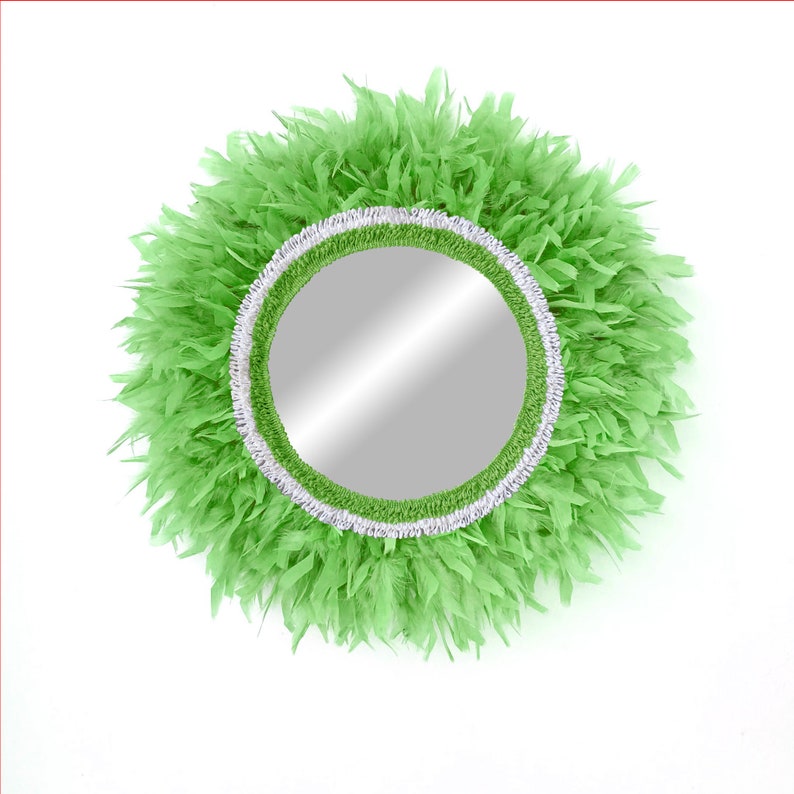Wall Decor Round Mirror Round Mirror Feathers Wall Decor - Etsy