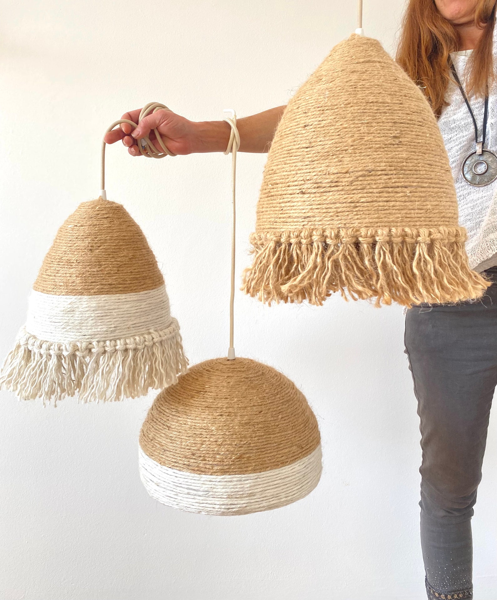 Pendant Lamp Jute Boho and Rustic Style Jute Ceiling Lamp - Etsy