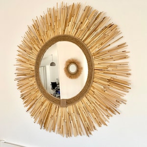 Boho Mirror Wall Decor, Bamboo Mirror Wall Decor, Round Mirror Wall ...