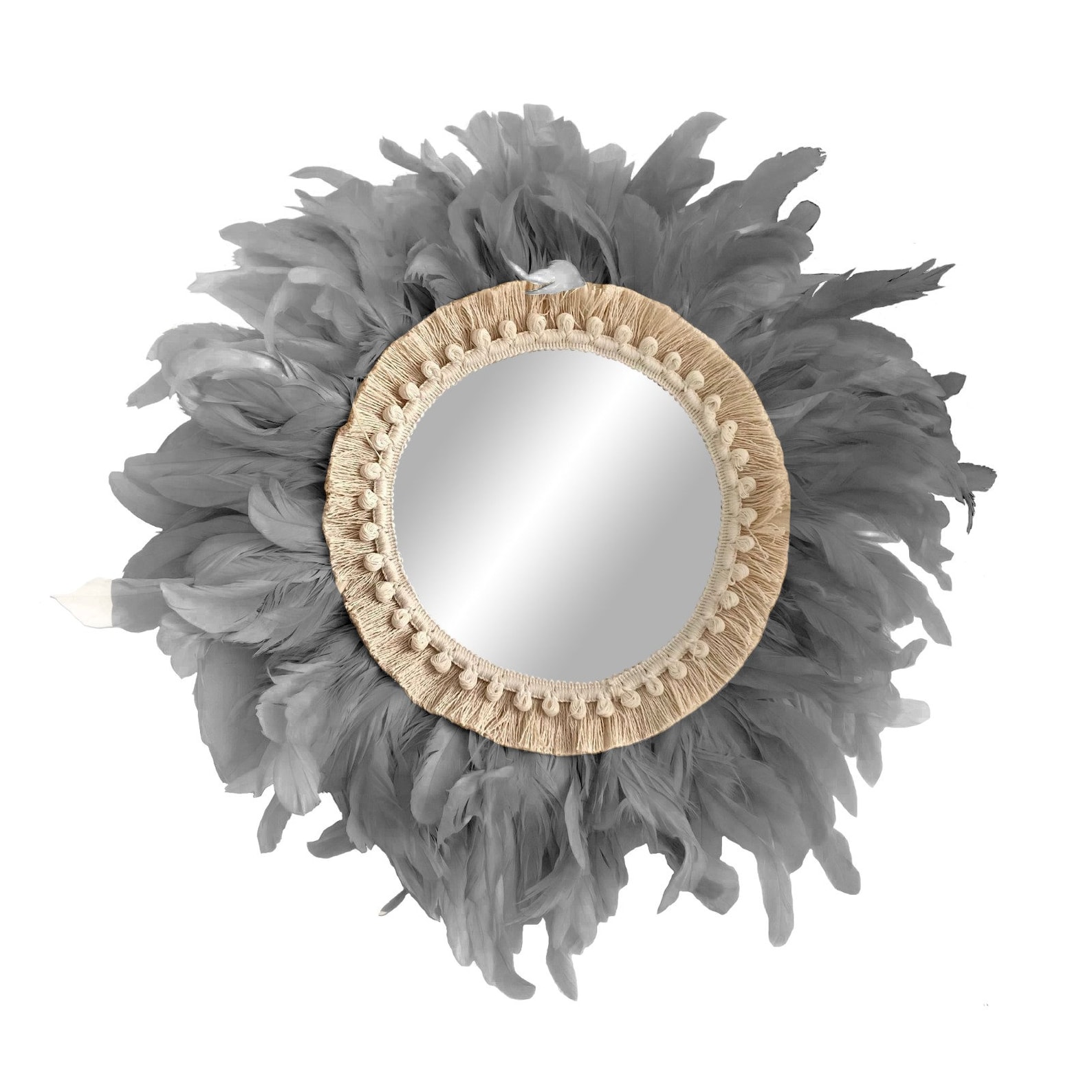 Round Feathers Mirror Wall Decor Feathers Round Mirror Wall - Etsy