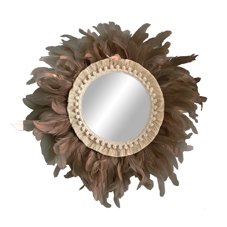 Round Feathers Mirror Wall Decor Feathers Round Mirror Wall - Etsy