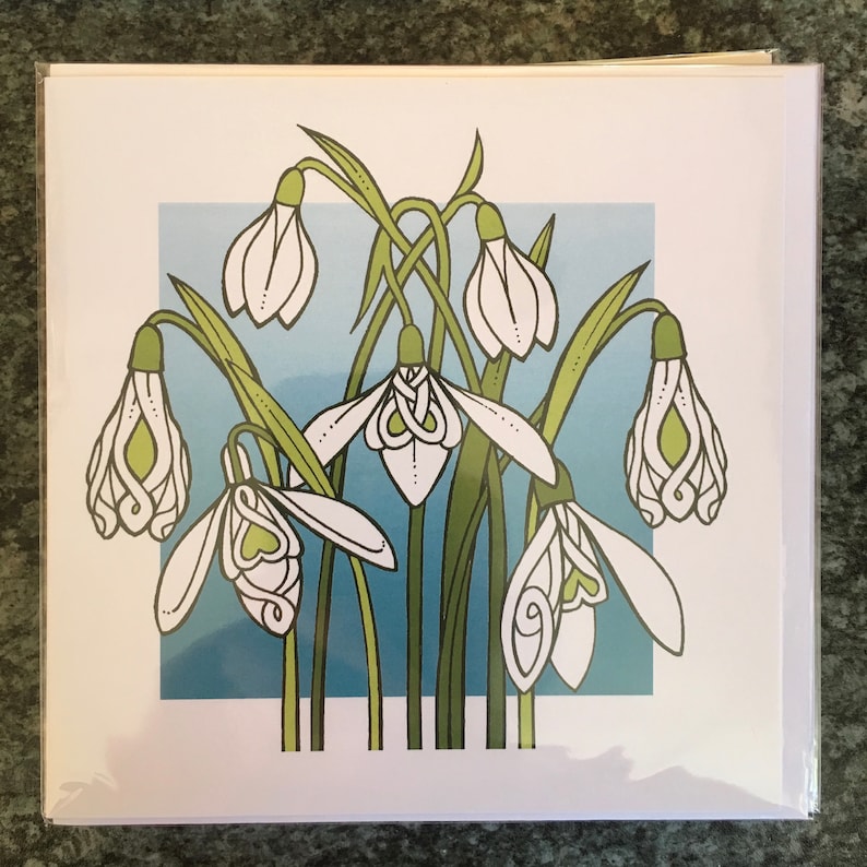 Celtic Snowdrop Greetings Card - Etsy UK