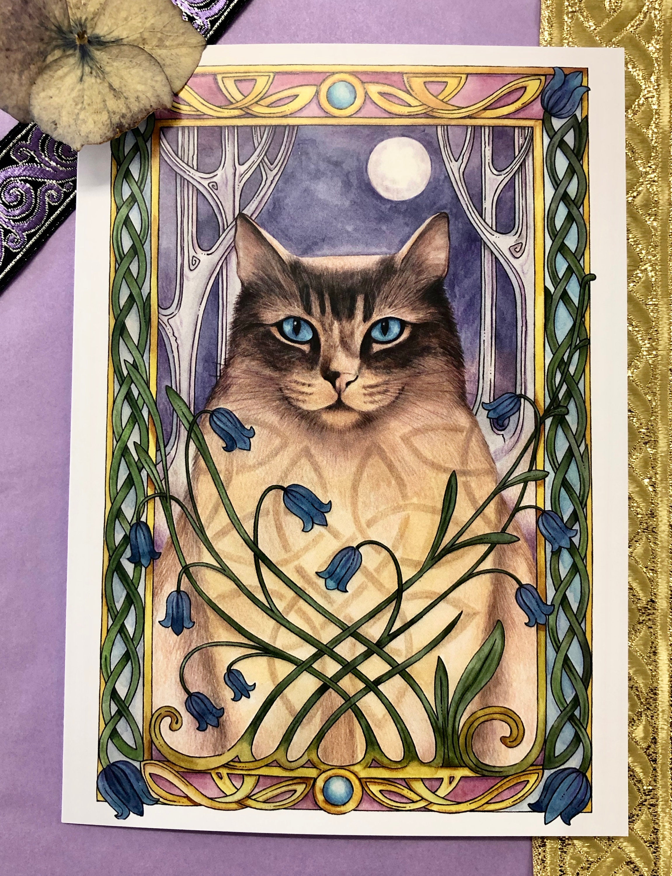 Moonlight Meow Large 7 X 5 Greetings Card | Etsy