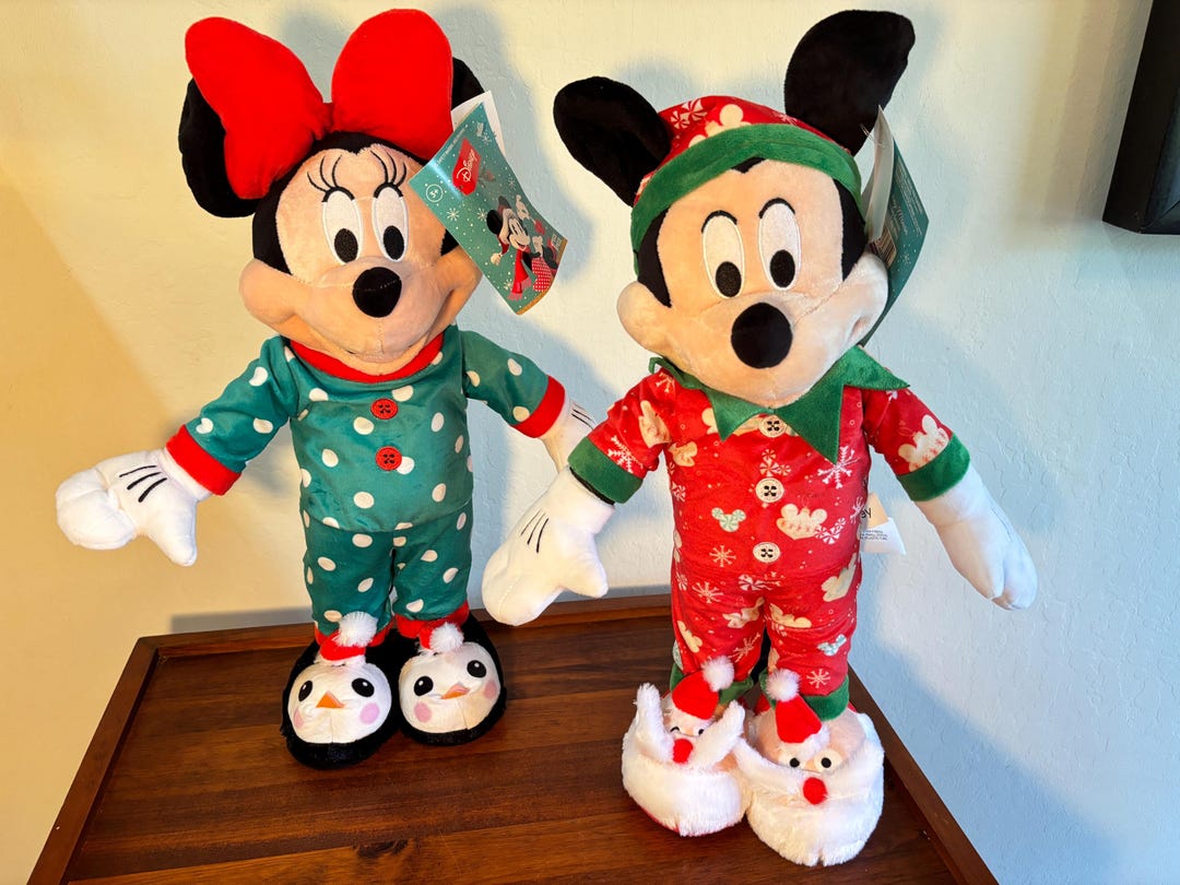 Minnie and Mickey 18-20 Tall, Plush Pair of Christmas Holiday Greeters ...