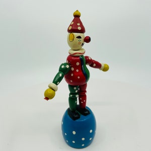 Wooden Toy Collapsible Push up Button Clown Puppet Press - Etsy