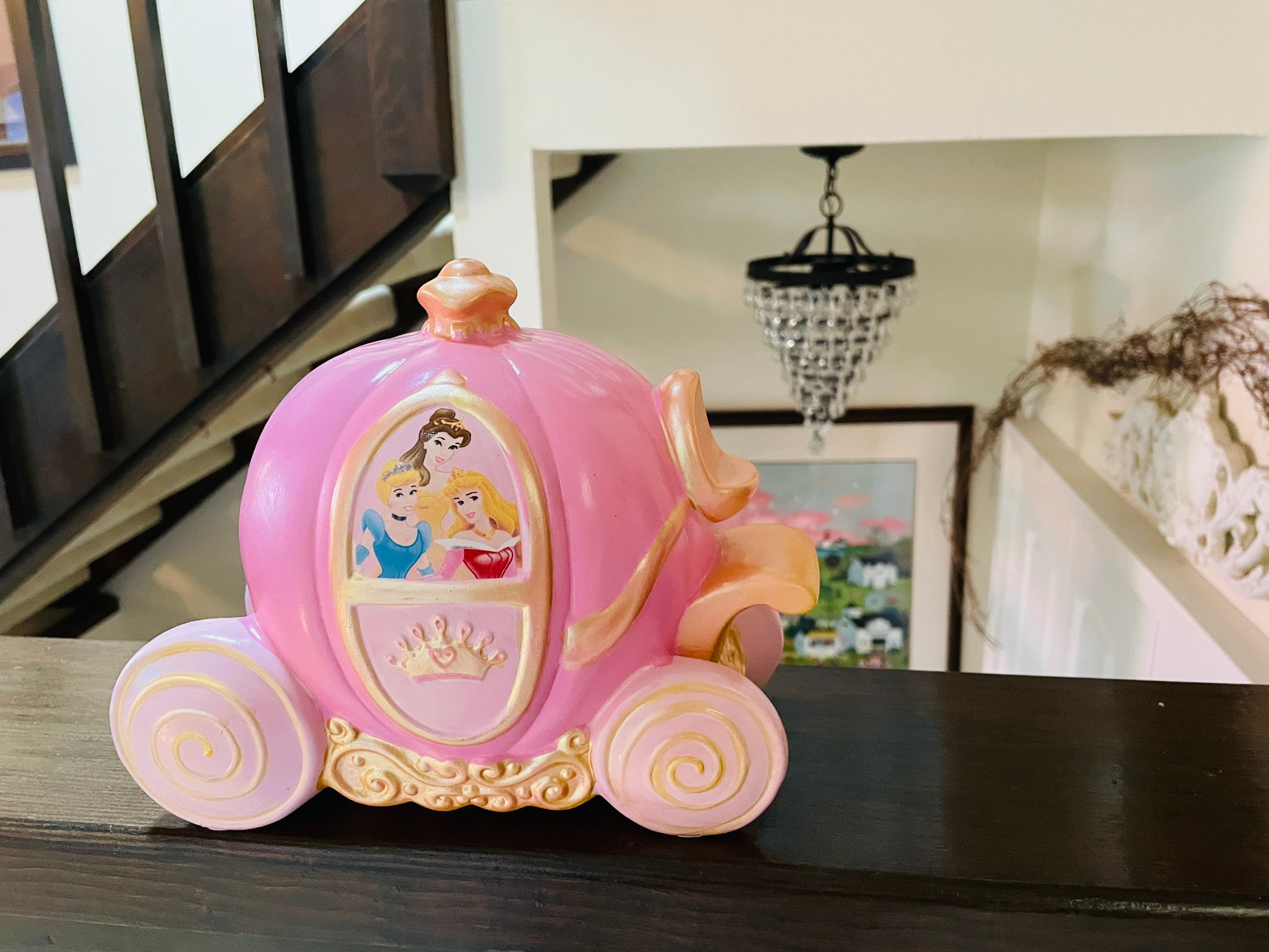 Disney Cinderella Coach Bank Pink Gold Princess Ceramic - Etsy