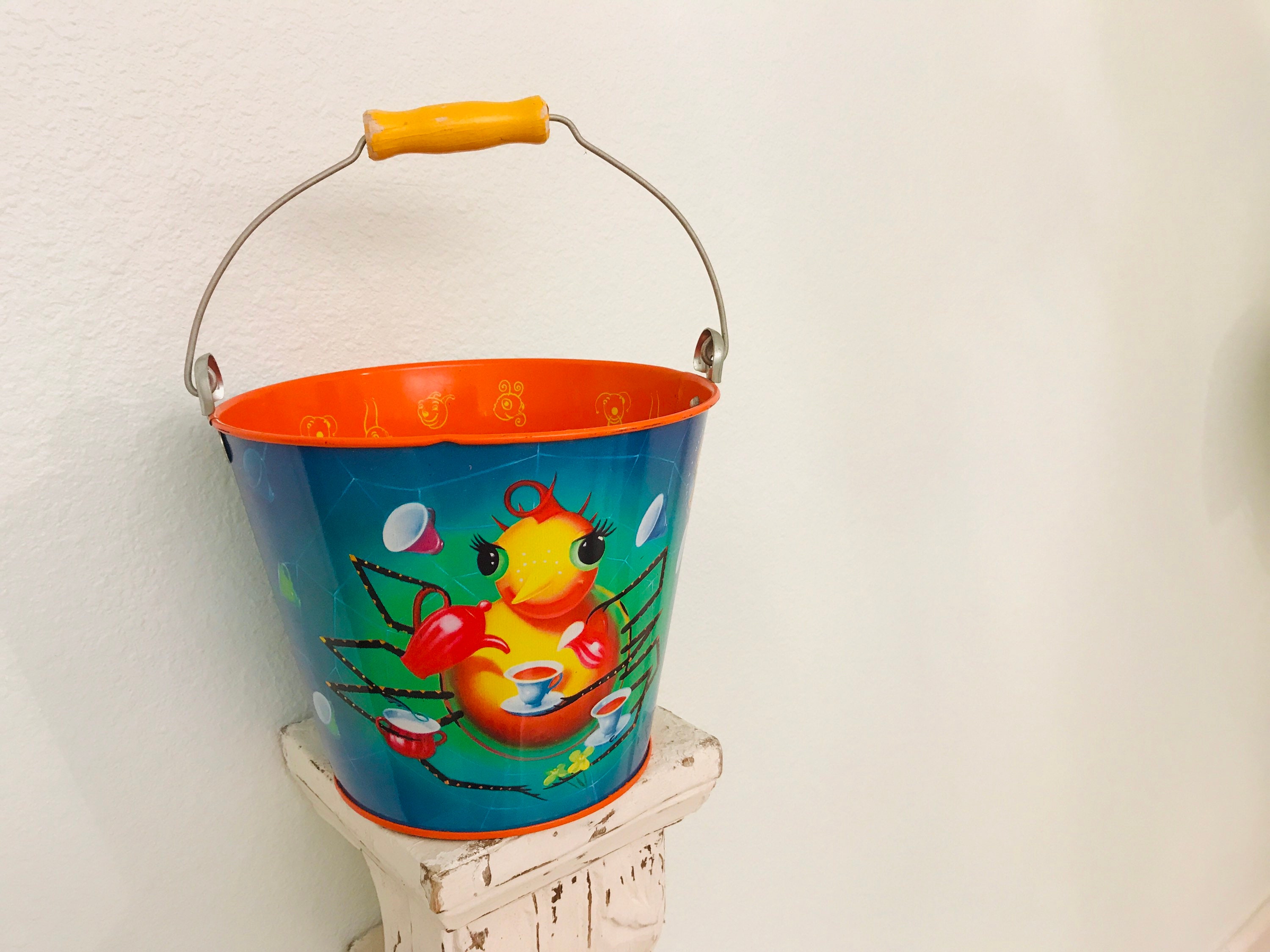 Miss Spider Tea Party Sand Pail Metal Sand Bucket Tin Litho - Etsy
