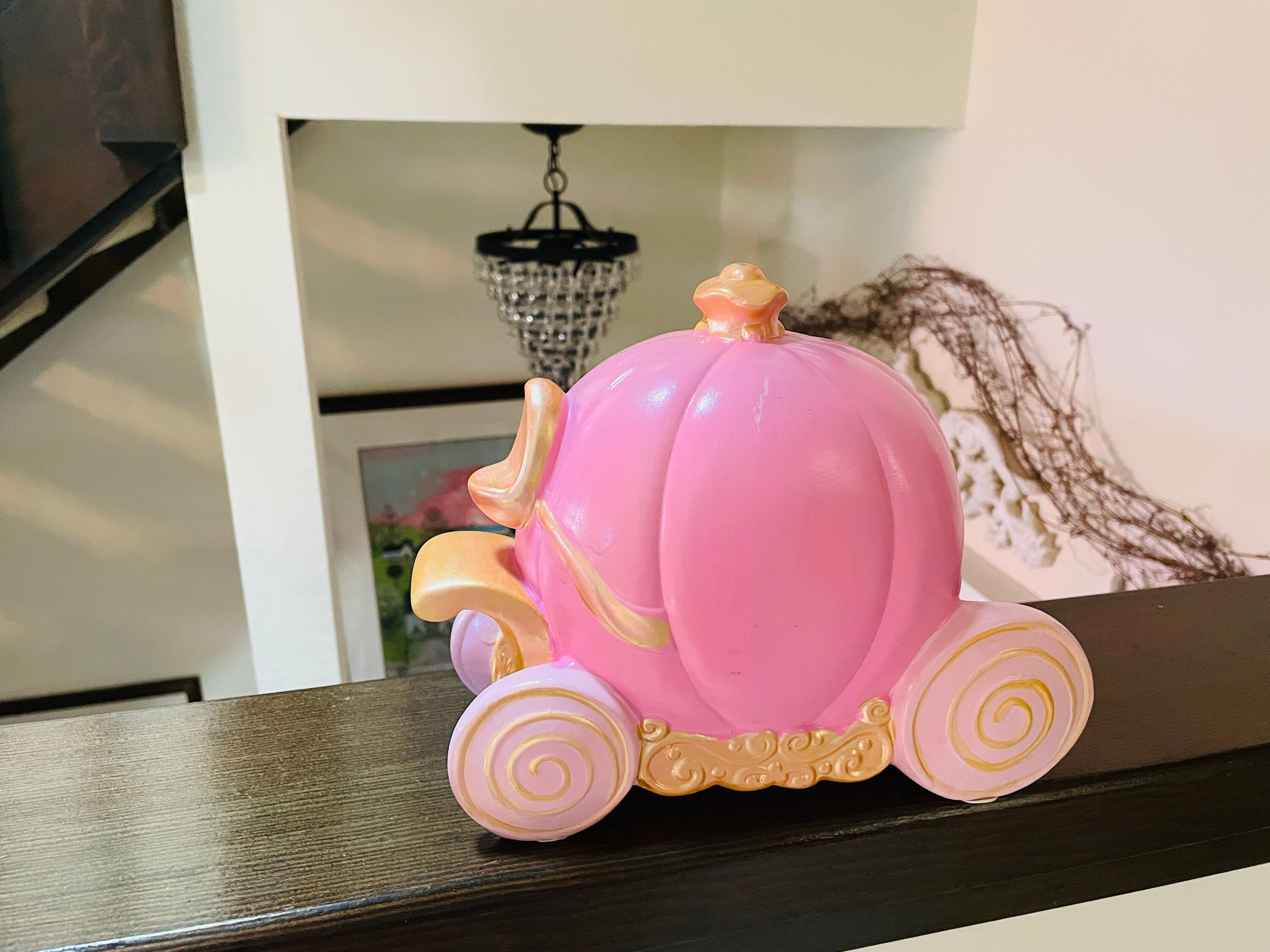 Disney Cinderella Coach Bank Pink Gold Princess Ceramic - Etsy