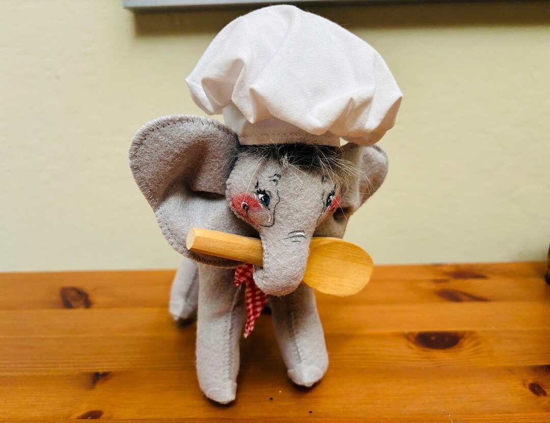 Annalee Dolls Elephant Plush Chef 75th Anniversary Wooden Spoon ...