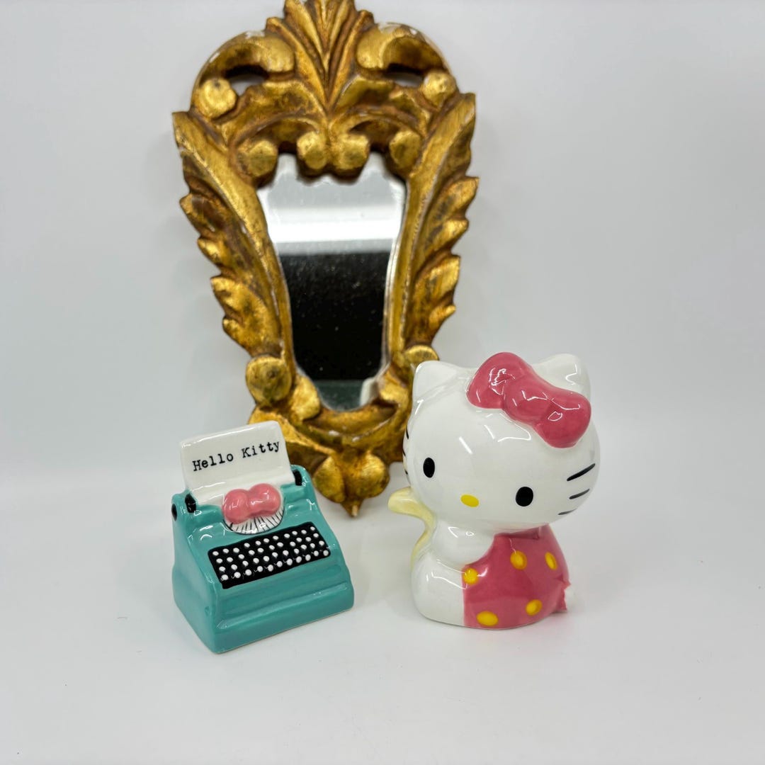 Hello Kitty Typewriter Salt Pepper Blue Sky Clayworks Retro Typewriter ...