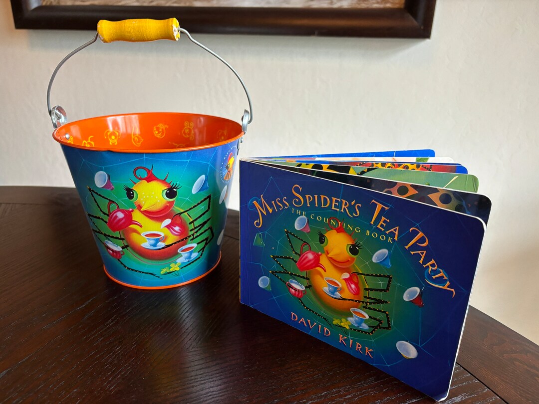 Miss Spider Tea Party Sand Pail and Hardback Book, Metal Tin Litho ...