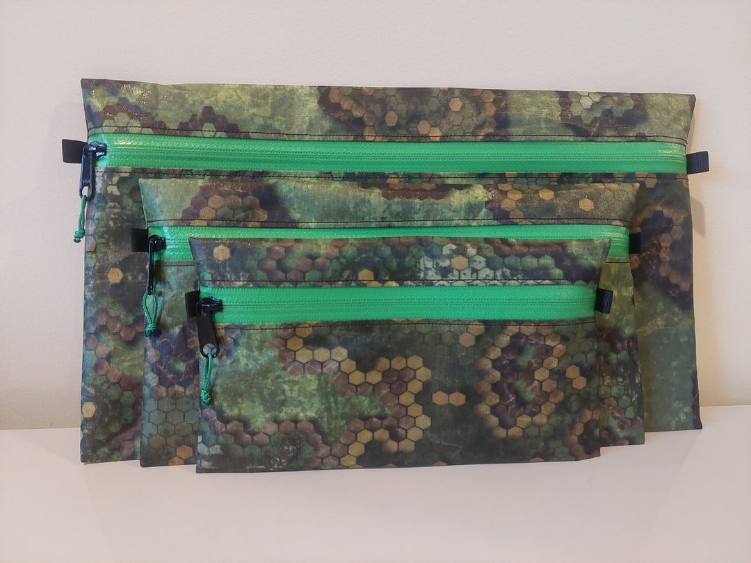 Ultralight Rectangle Zipper Pouches - Green Hexcam Dyneema - Etsy