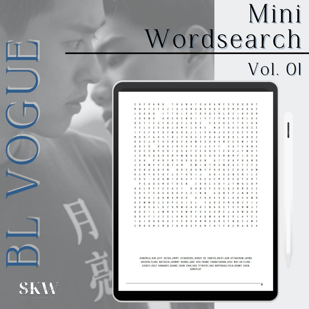 Mini BL Wordsearch | Printable, Thai Dramas, Goodnotes, Digital, Yaoi ...