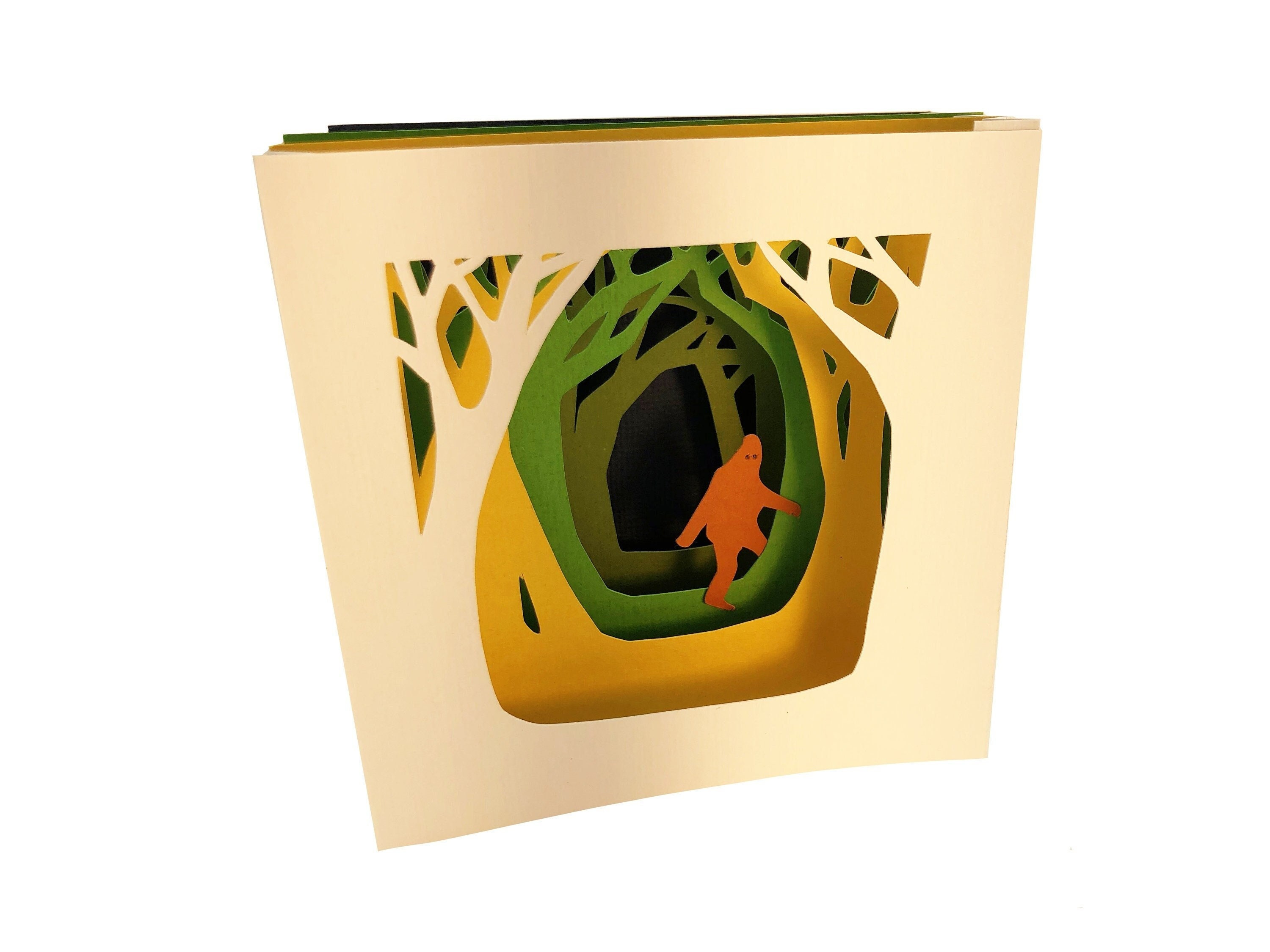 3D Paper Woods With Big Foot Paper Art Tunnel Book Tiny - Etsy