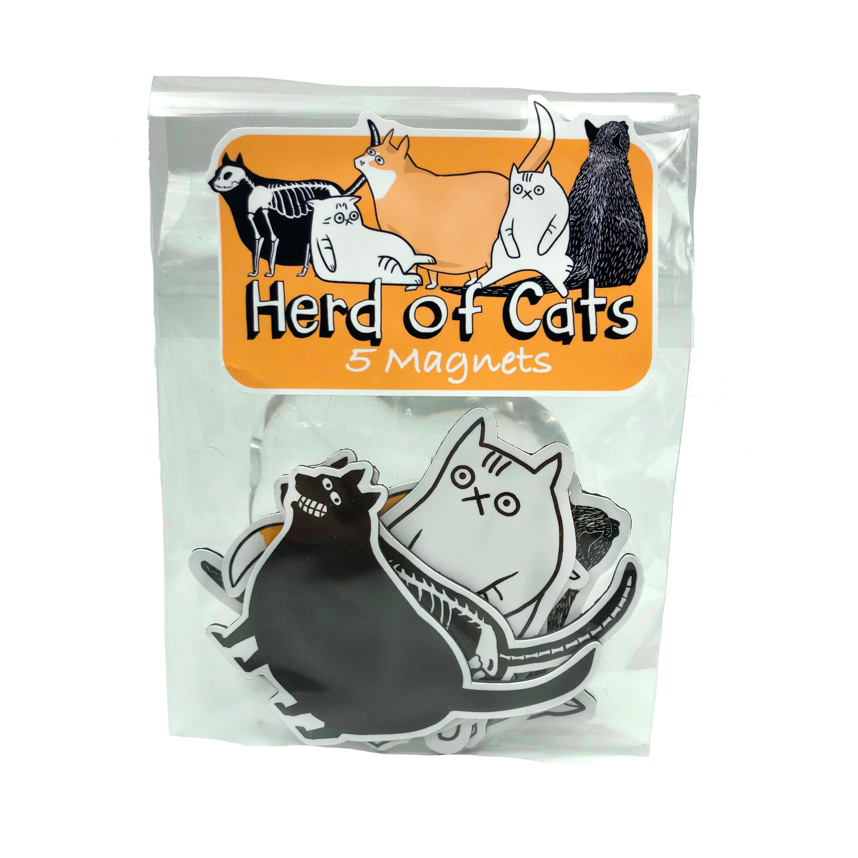 6 Cat Magnets Black Cats Skeleton Depressed Cat Meow - Etsy