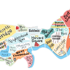 Cambridge Massachusetts Map Magnet, Puzzle - Etsy