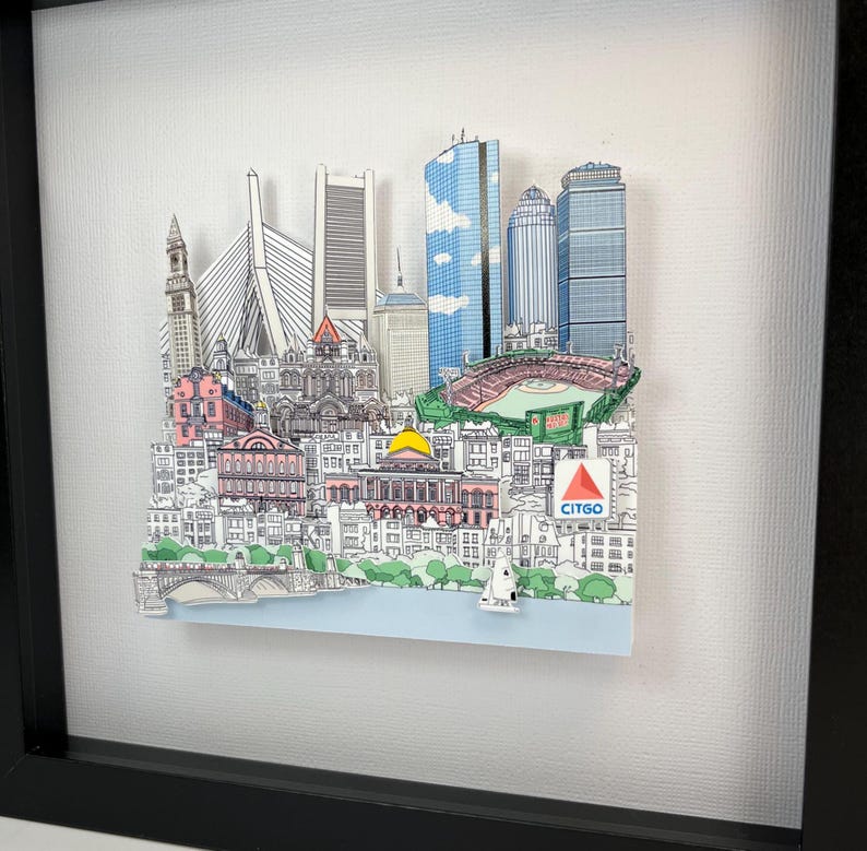 3D Boston Pop Out Paper Art, Skyline, Cityscape, Fenway Park, Paper Art ...
