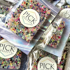 Rainbow Picking Pad Fidget Pick Palette Toy Neon Crystal Pebble Glitter ...