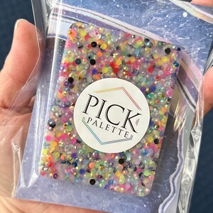 Rainbow Picking Pad Fidget Pick Palette Toy Neon Crystal Pebble Glitter ...