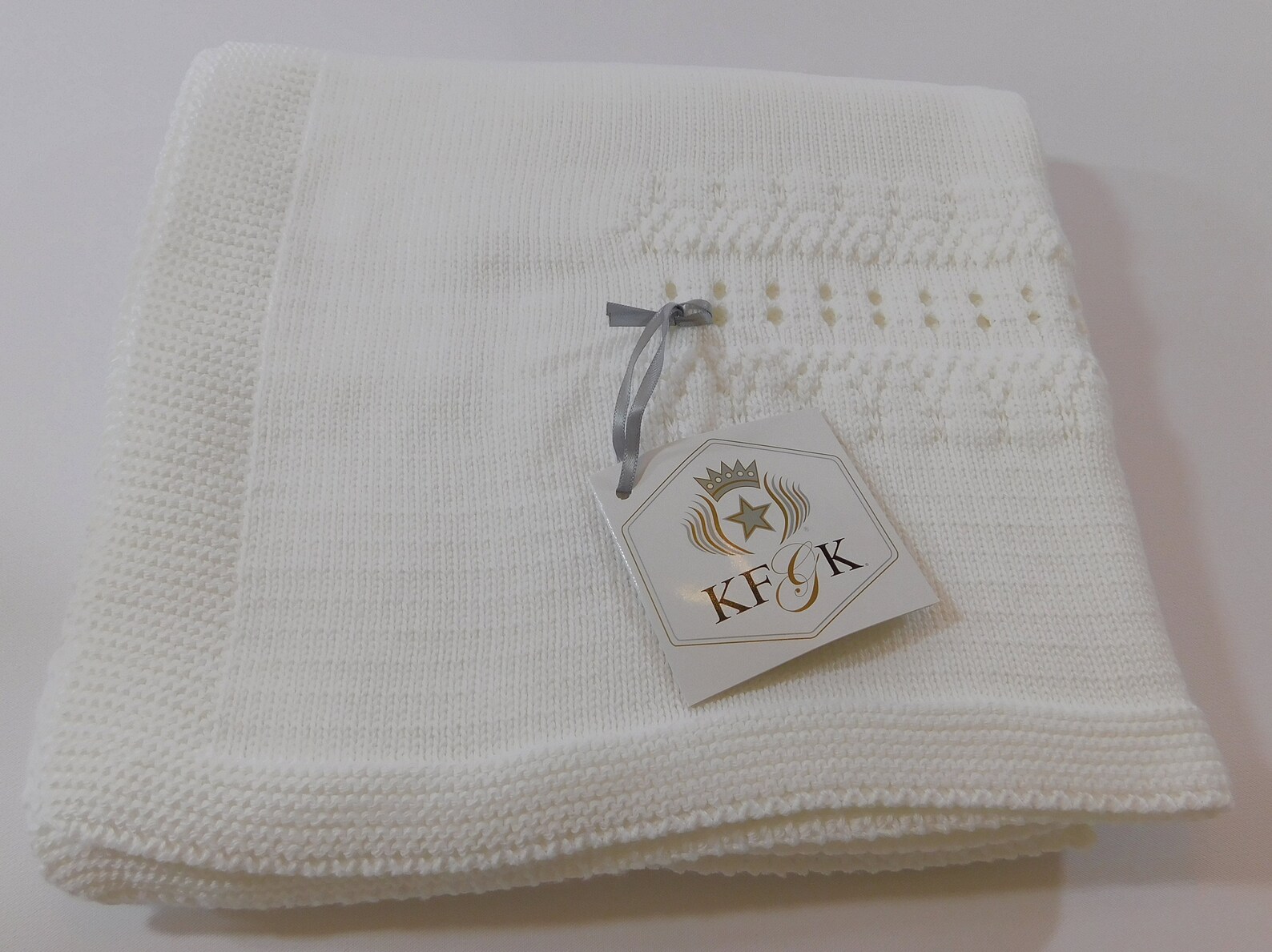 White Pima Cotton Baby Blanket: Knitted Eyelet Border, USA Made - Etsy