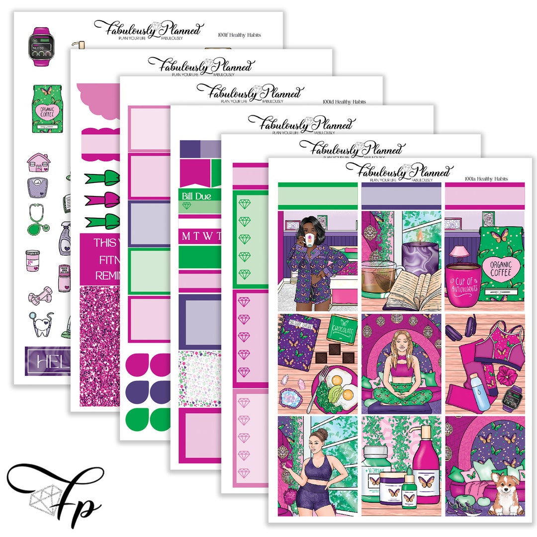 Deluxe Weekly Vinyl Sticker Kit, Vertical Planners, Vinyl Stickers ...