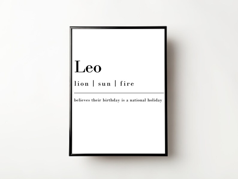 Leo Sarcastic Wall Art | Zodiac Sign Digital Print | Astrology Home ...