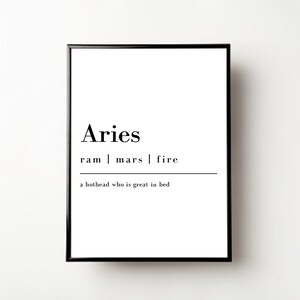 Aries Humor Art Print | Zodiac Sign Wall Art | Sarcastic Aries Humor ...