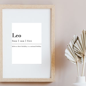Leo Sarcastic Wall Art | Zodiac Sign Digital Print | Astrology Home ...