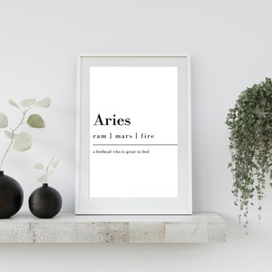 Aries Humor Art Print | Zodiac Sign Wall Art | Sarcastic Aries Humor ...