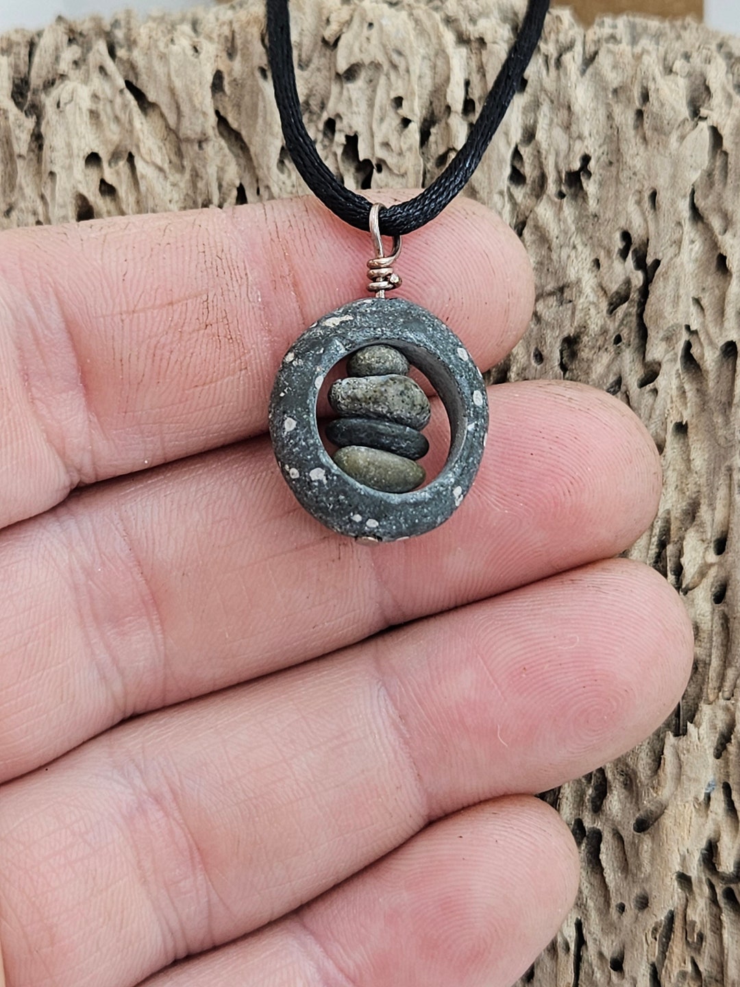 Cairn Necklace, Stacked Necklace, Stone Pendant, Rock Necklace, Stone ...