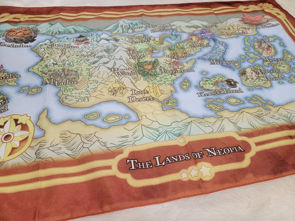 Neopets Cloth Map Lands of Neopia Officially Licensed | Etsy