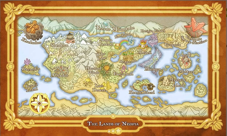 Neopets Cloth Map Lands of Neopia Officially Licensed | Etsy