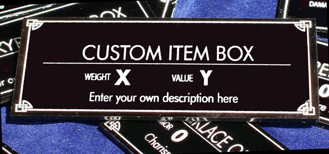 Custom Fantasy Item Description Text Box - Laser Cut / Engraved Tag - Etsy