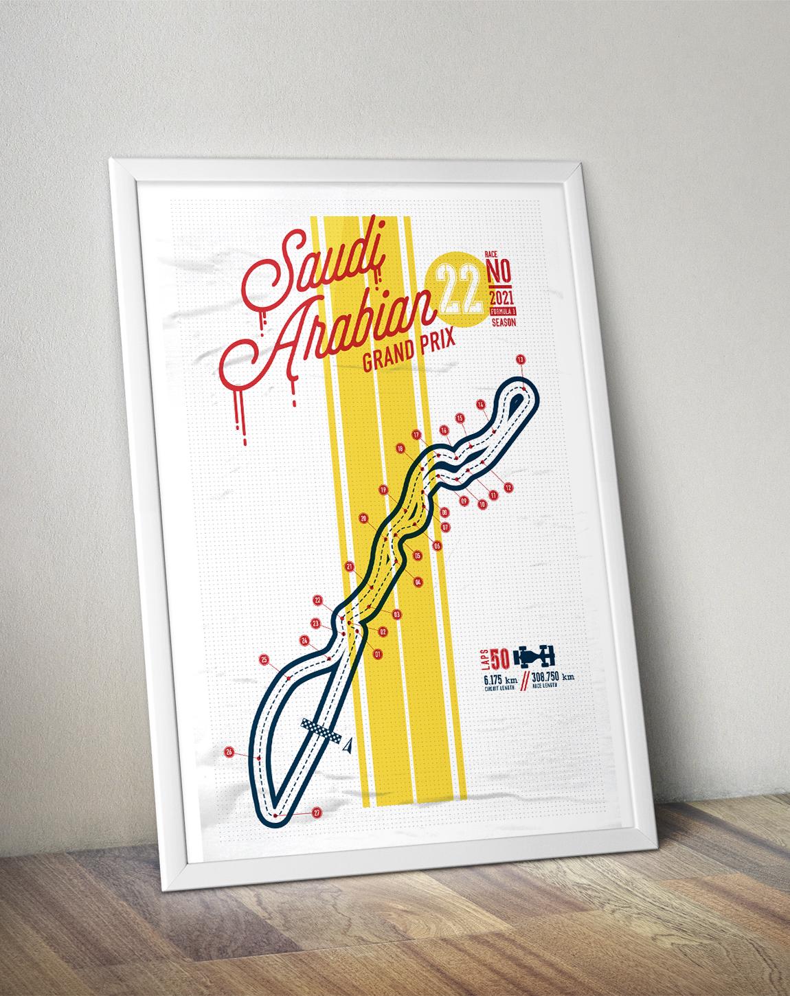 Formula 1 Racetrack Downloadable Poster: Saudi Arabian Track - Etsy