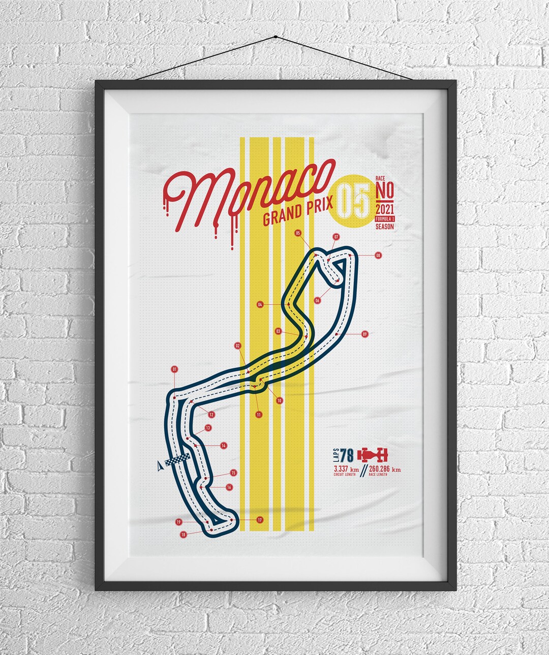 Formula 1 Racetrack Downloadable Poster: Monaco Track - Etsy