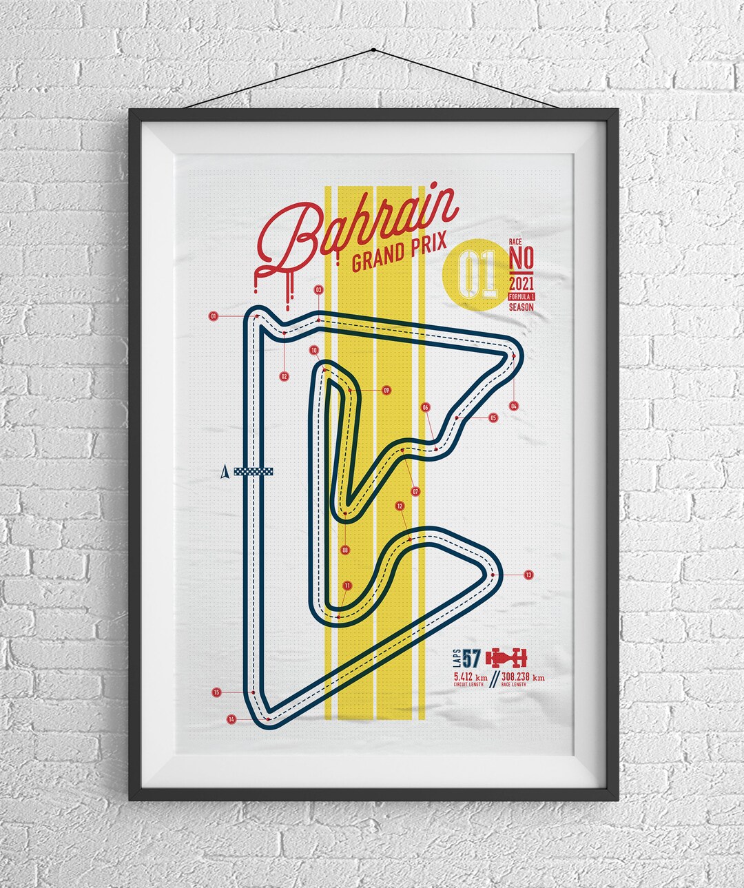 Formula 1 Racetrack Downloadable Poster: Bahrain Track - Etsy