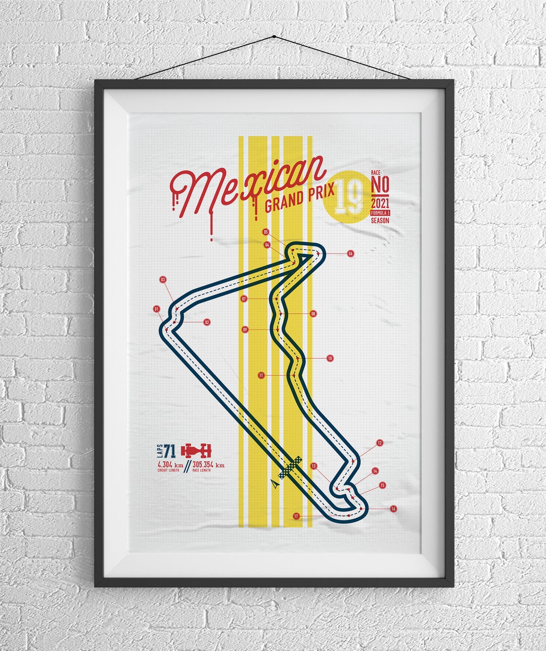 Formula 1 Racetrack Downloadable Poster: Mexican Track - Etsy