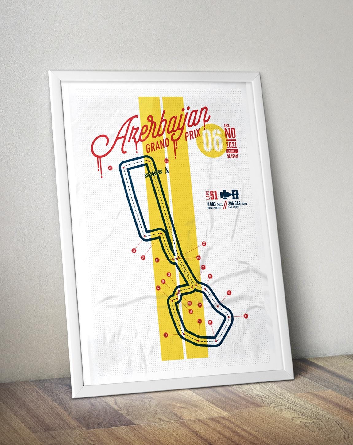 Formula 1 Racetrack Downloadable Poster: Azerbaijan Track - Etsy