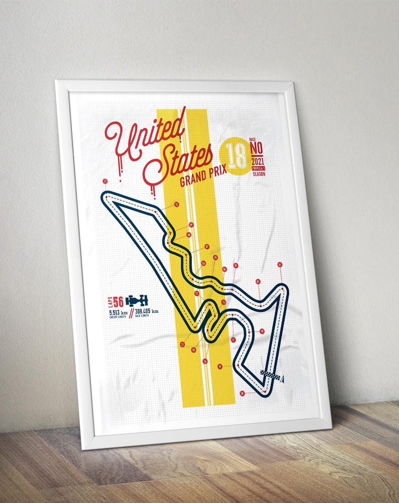 Formula 1 Racetrack Downloadable Poster: United States Track - Etsy