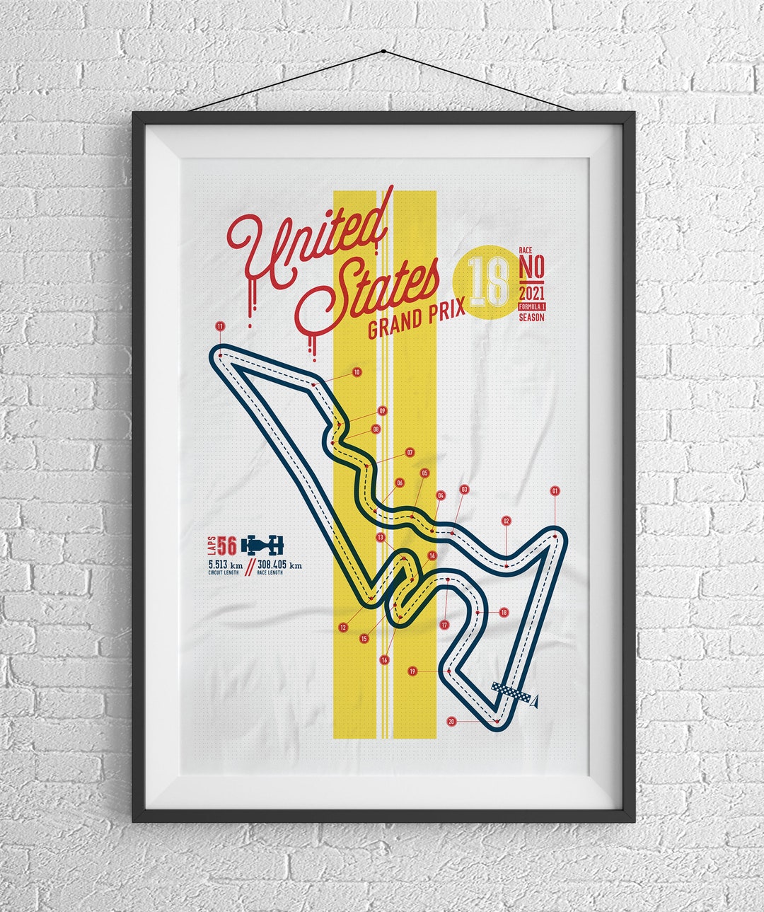 Formula 1 Racetrack Downloadable Poster: United States Track - Etsy