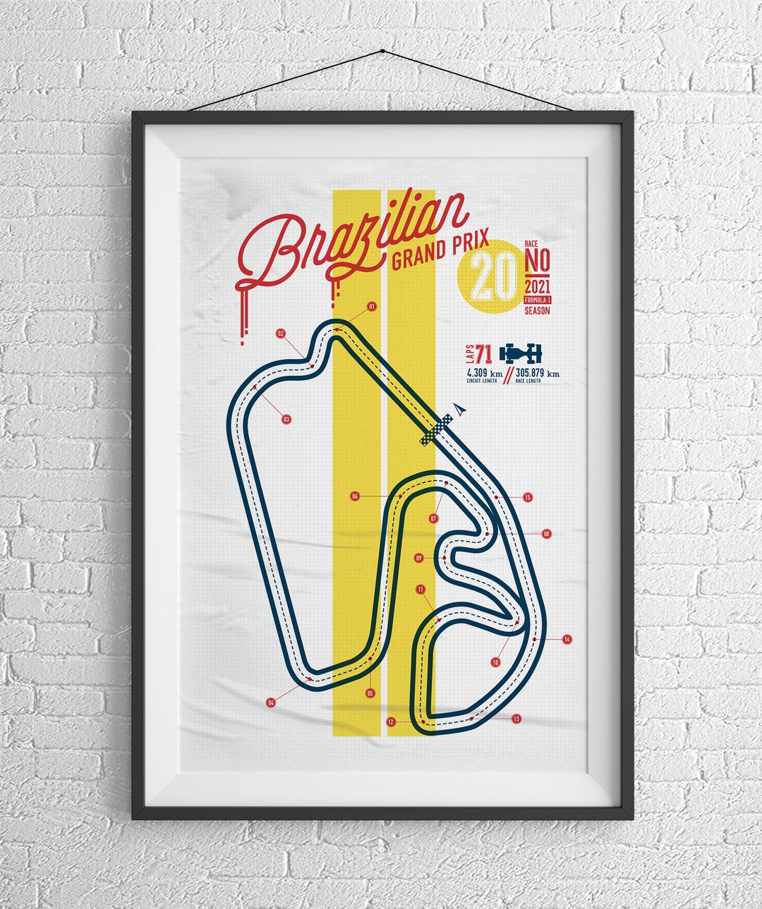 Formula 1 Racetrack Downloadable Poster: Brazilian Track - Etsy