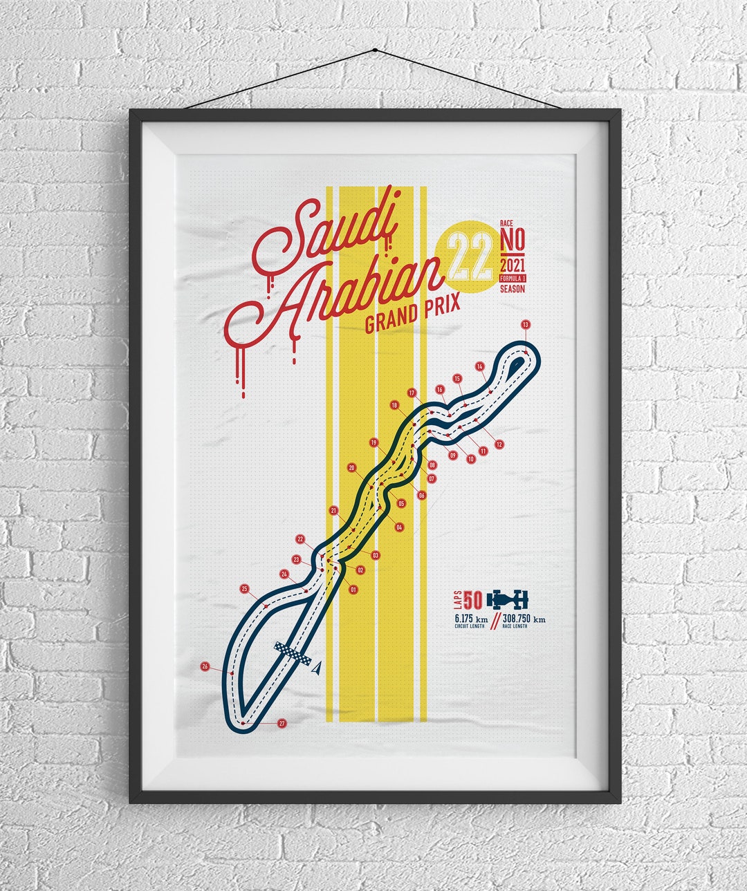 Formula 1 Racetrack Downloadable Poster: Saudi Arabian Track - Etsy