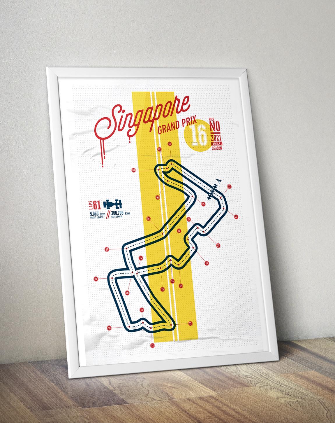 Formula 1 Racetrack Downloadable Poster: Singapore Track - Etsy
