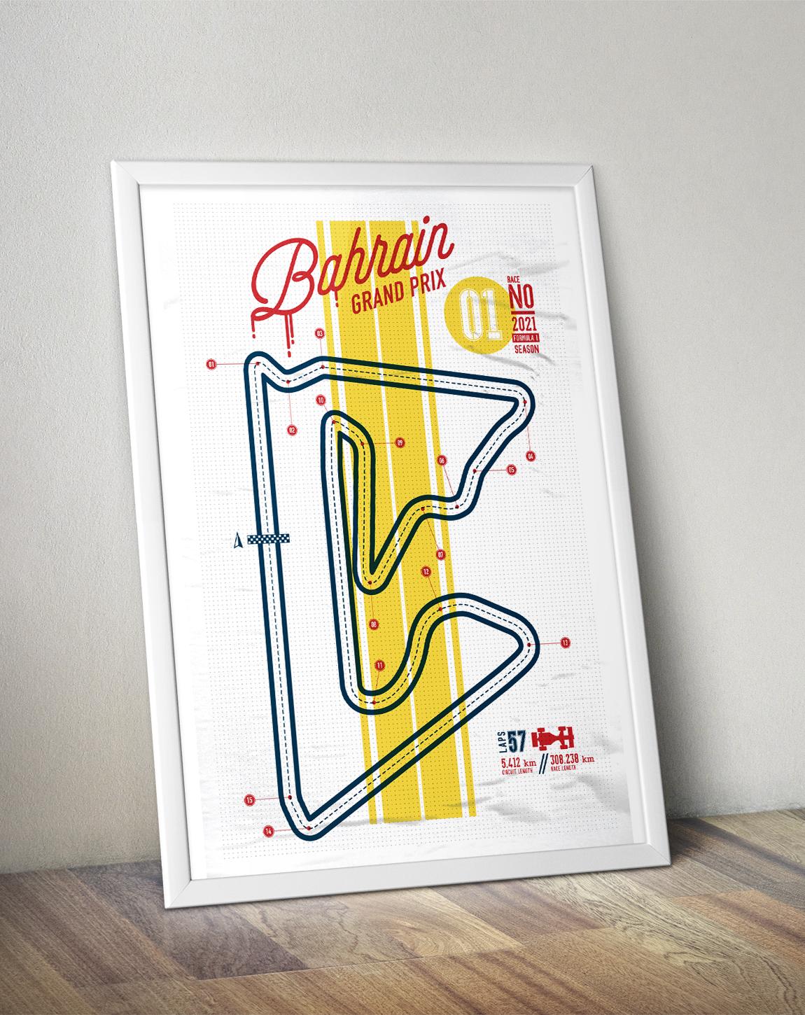 Formula 1 Racetrack Downloadable Poster: Bahrain Track - Etsy