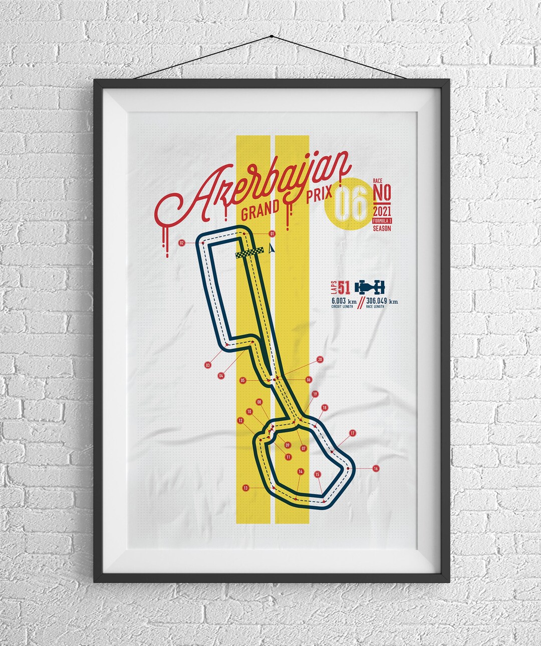 Formula 1 Racetrack Downloadable Poster: Azerbaijan Track - Etsy
