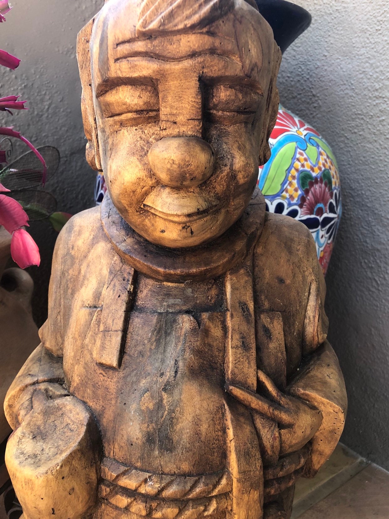 Carved Wood SAN PASQUAL Figurine, Patron Saint of Cooks Kitchen XLg ...
