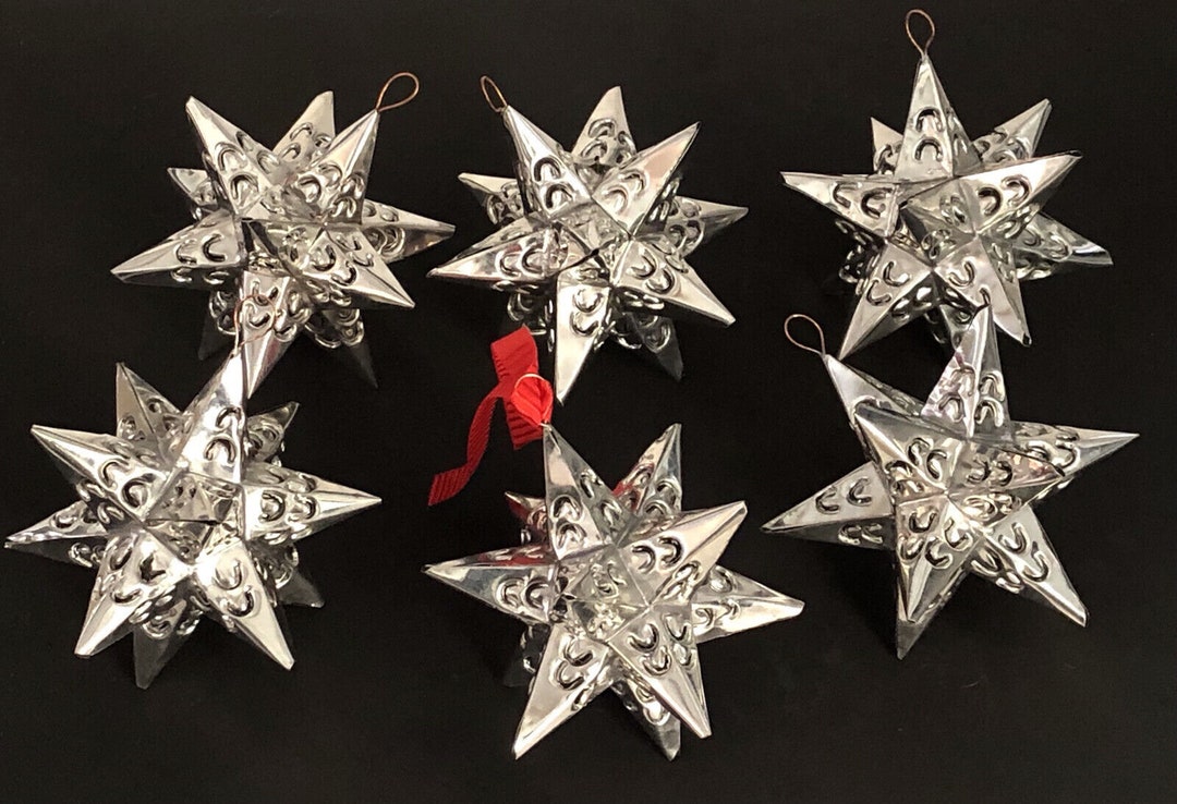 Mexican TIN STARS Set of 6 Moravian Stars, Mexico Star Christmas Ornaments - Etsy